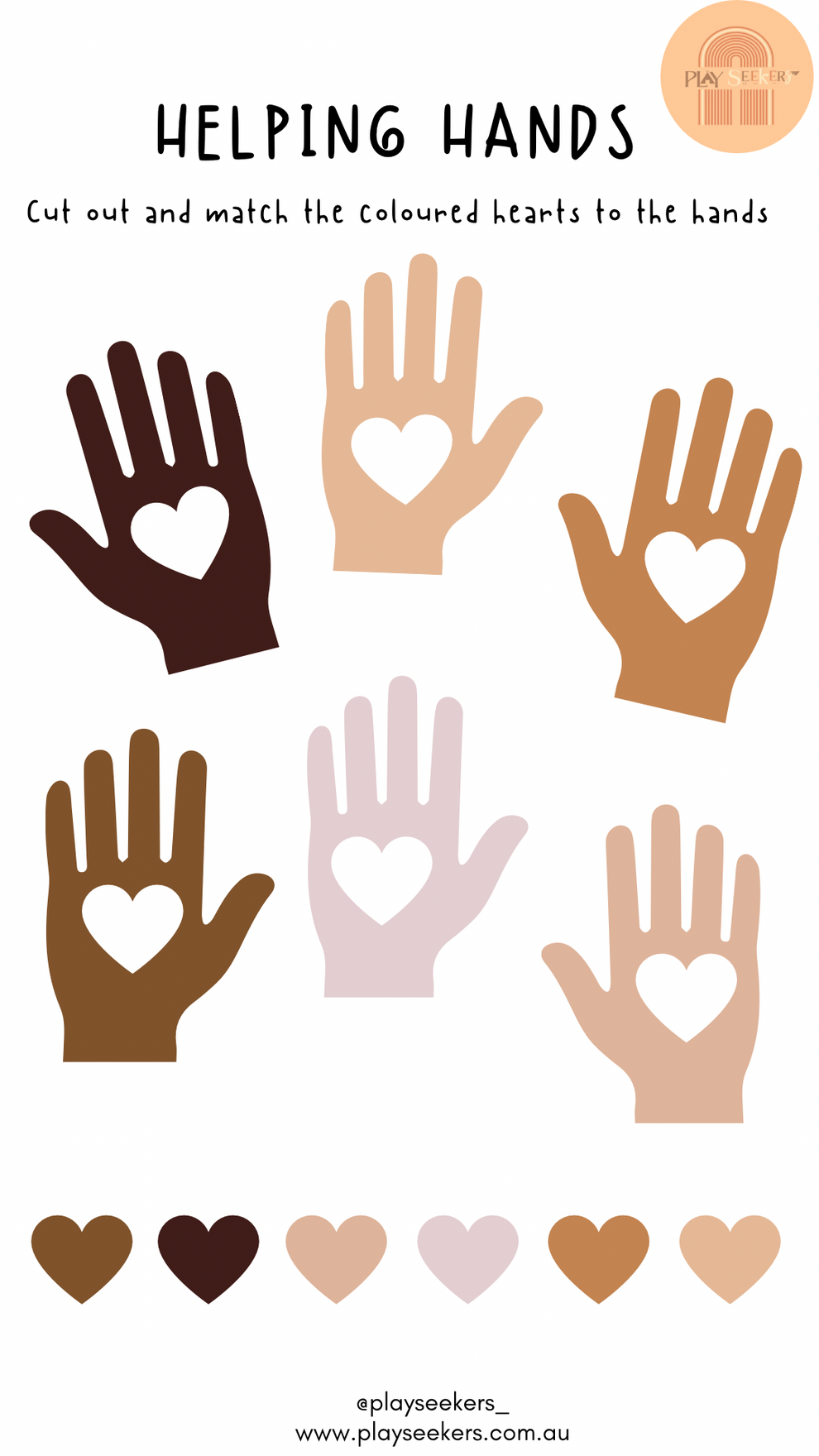 Helping Hands Activity Sheet- Free Download – Play Seekers